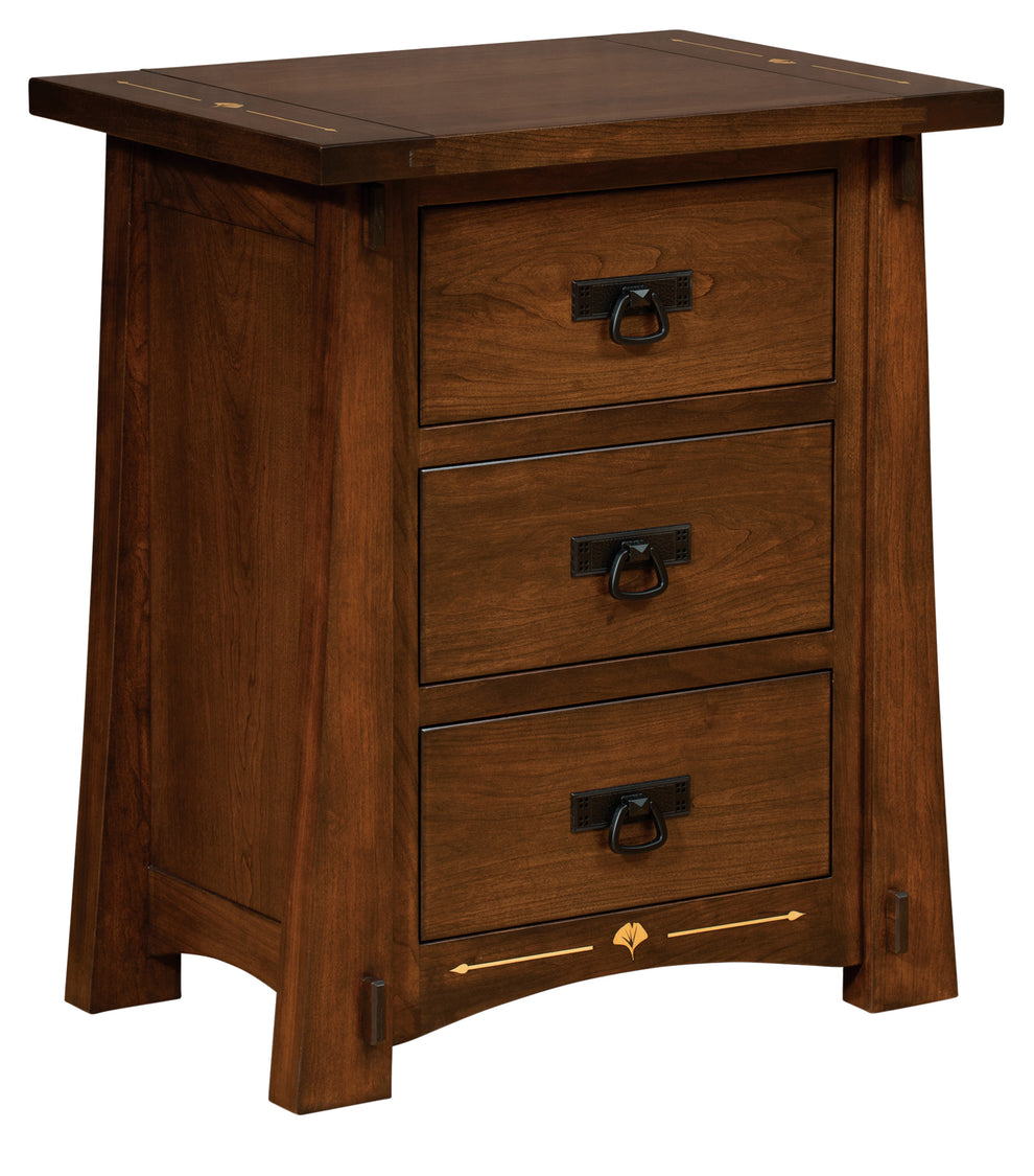 Craftsman Oak Nightstand with Ginkgo Inlays- Made in USA – Modern ...