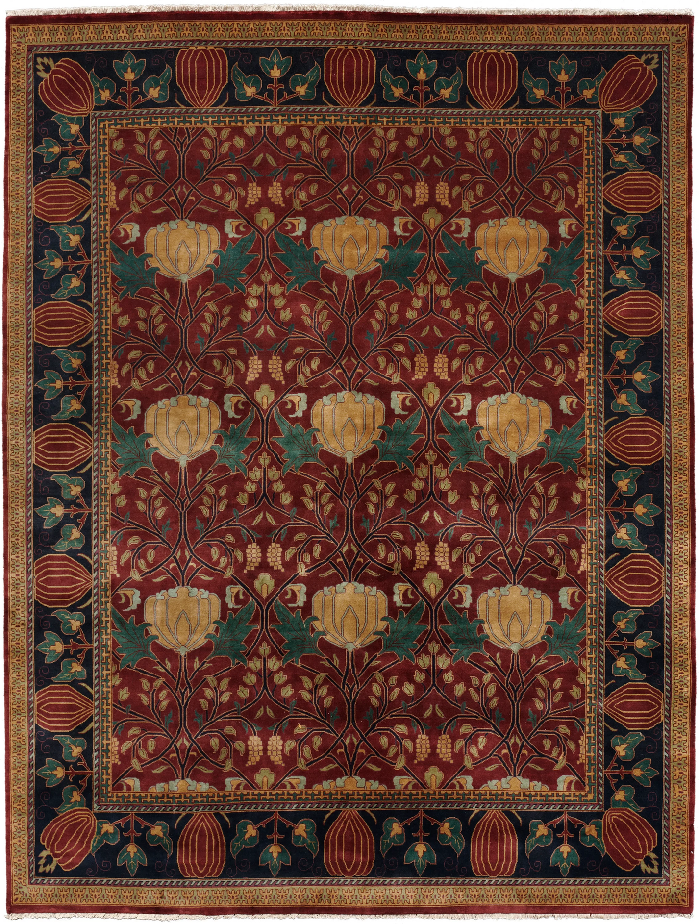 Oak Park Brick Wool Rug PC-7A | Craftsman Style Hand Knotted Carpet ...