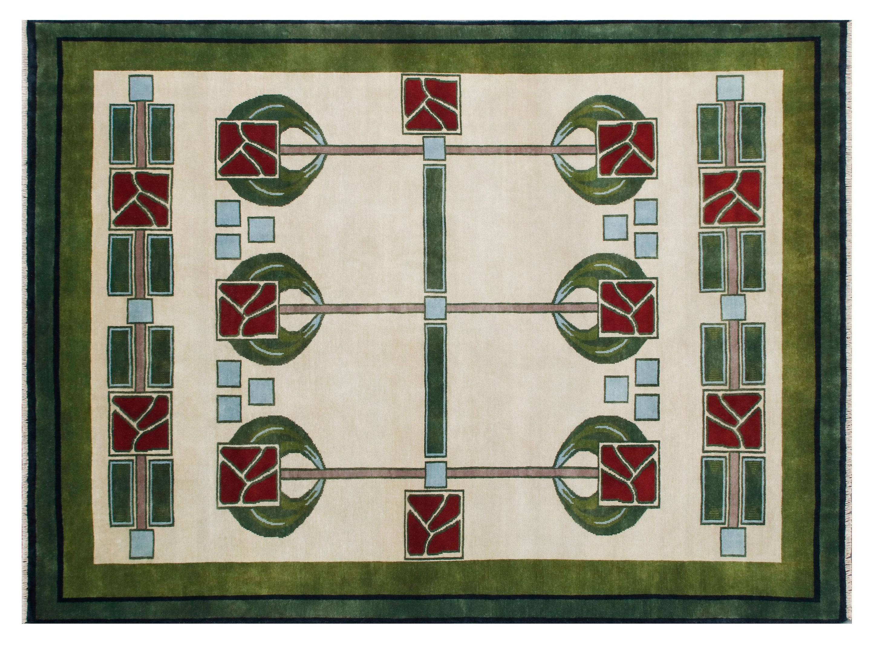 Craftsman Rose Rug | Craftsman Mission Style Dard Rose Motif Rug