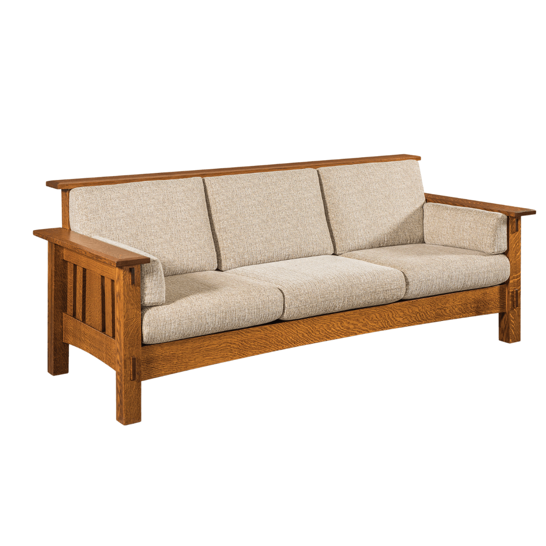 USA Made Craftsman Oak Wood Arm Sofa – Modern Bungalow Furniture and Design