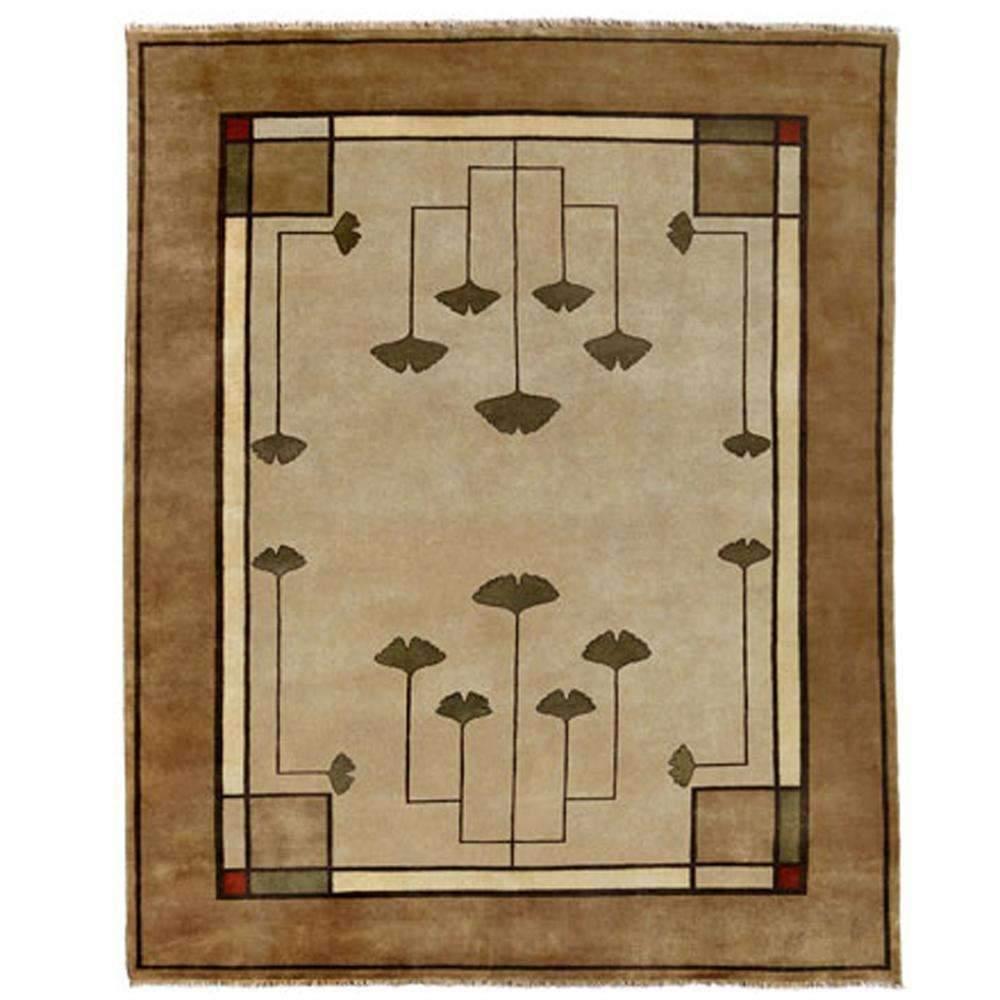 Ginkgo Beige Rug PC-21A | Craftsman Mission Style Ginkgo Motif Rug ...