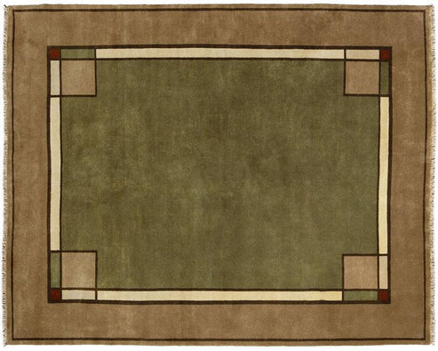 Craftsman Border Green Rug PC-29B | Mission Hand Knotted Carpet ...
