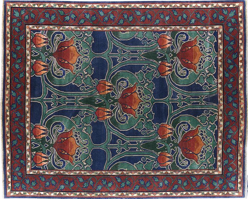 McMurdoch Wool Rug PC-38B | Craftsman Style Blue Hand Knotted Rug ...